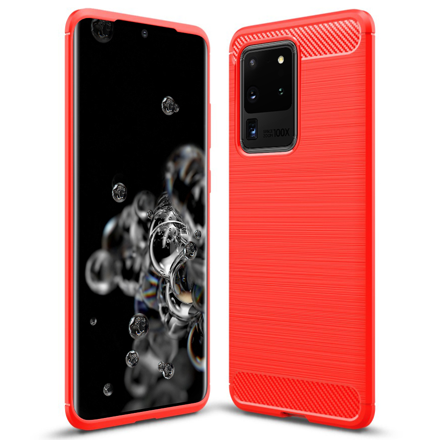 Flexi Slim Carbon Fibre Case for Samsung Galaxy S20 Ultra (Red)