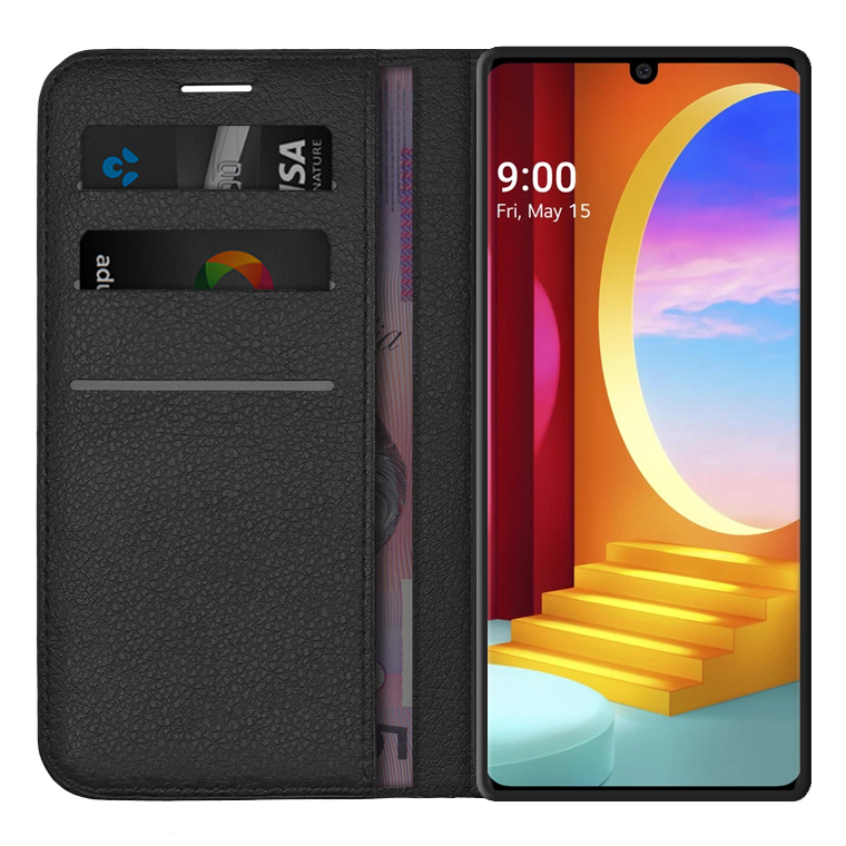 Leather Wallet Case For Lg Velvet G Black