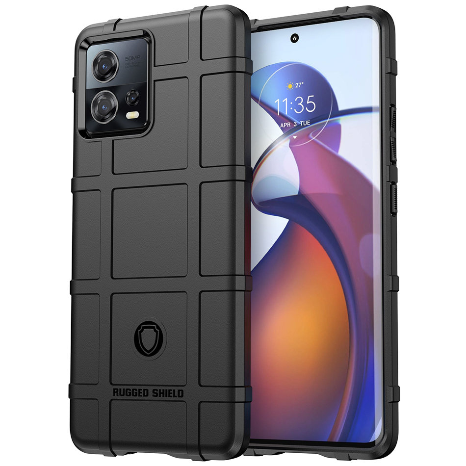 Grid Texture Shockproof Case For Motorola Edge Fusion Black