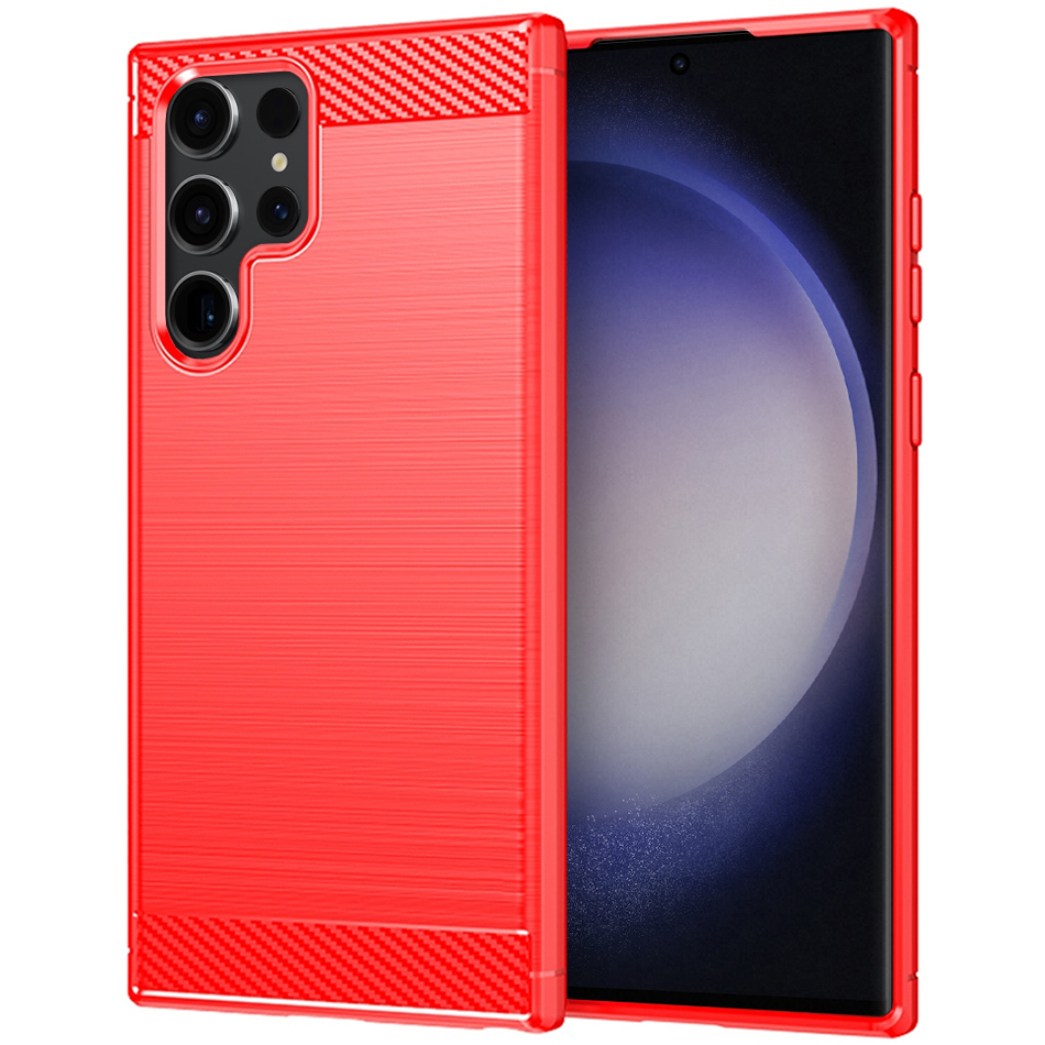 Flexi Slim Carbon Fibre Case for Samsung Galaxy S23 Ultra (Red)