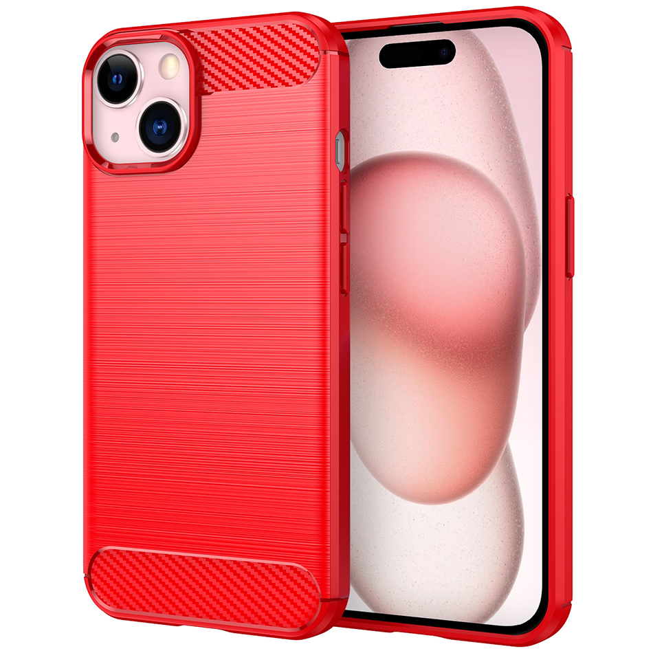 Flexi Slim Carbon Fibre Case for Apple iPhone 15 (Red)