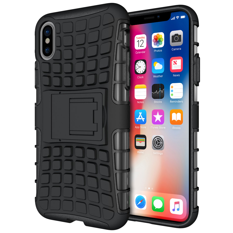 Dual Layer Rugged Shockproof Case - Apple iPhone X (Black)