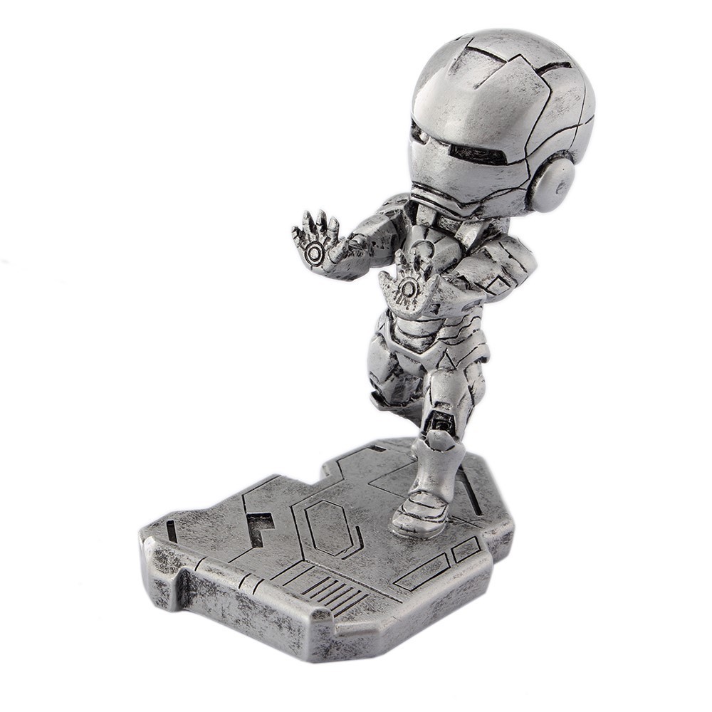 Iron Man Metal Desk Stand Holder for Mobile Phones (Silver)