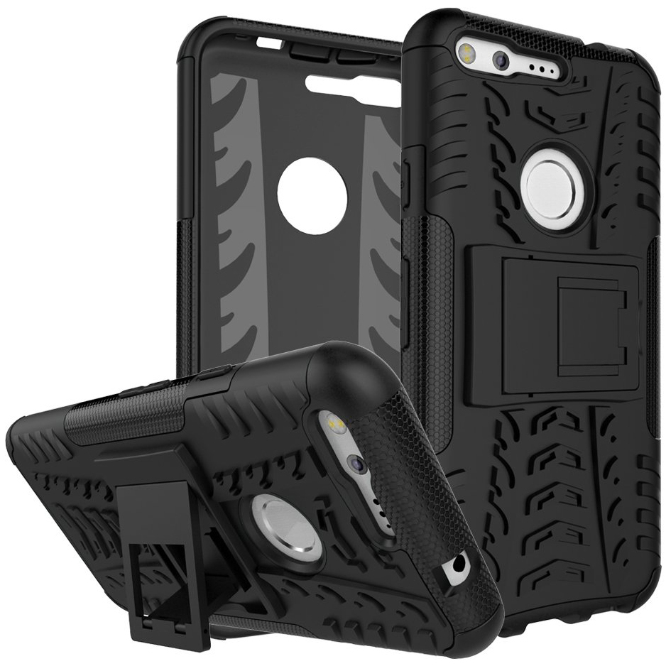 Dual Layer Tough Shockproof Case - Google Pixel Phone (Black)