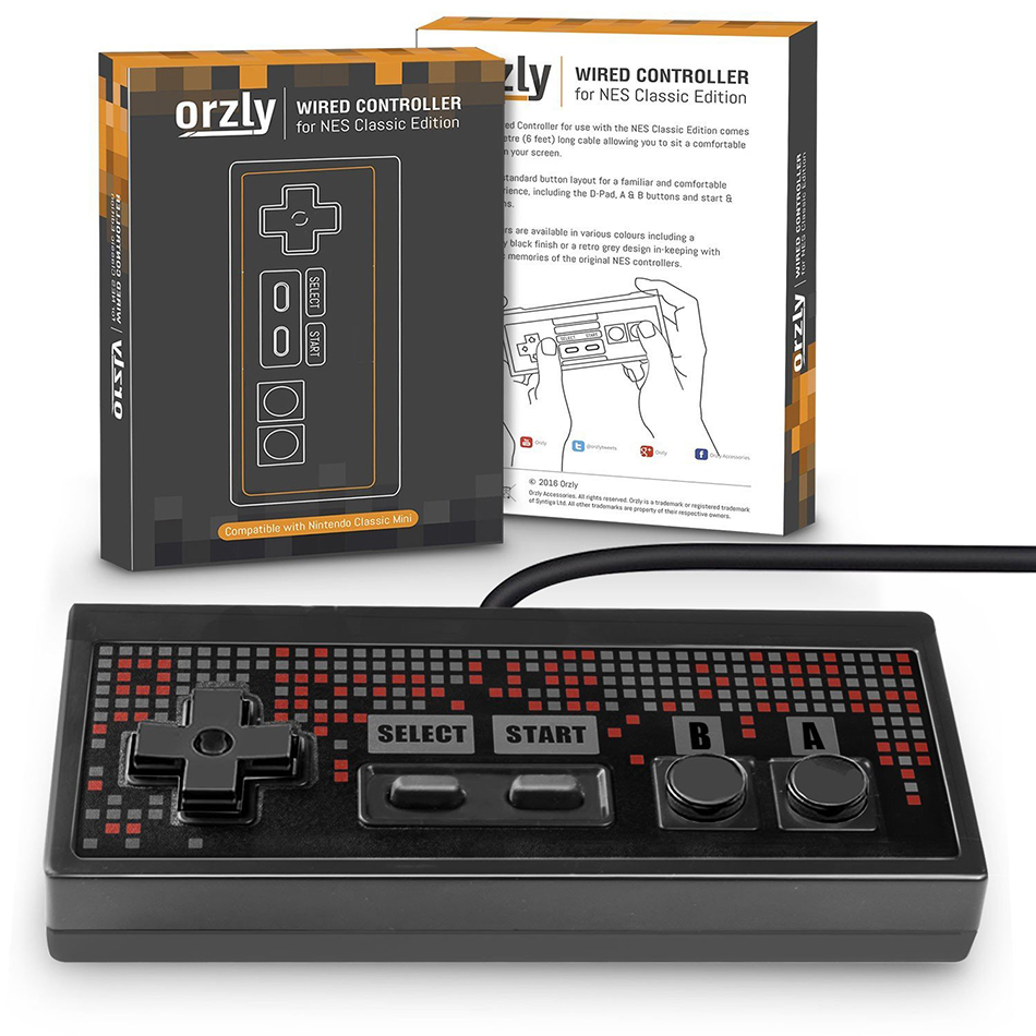 Orzly Gamepad Controller for Nintendo NES Classic Mini (Black)