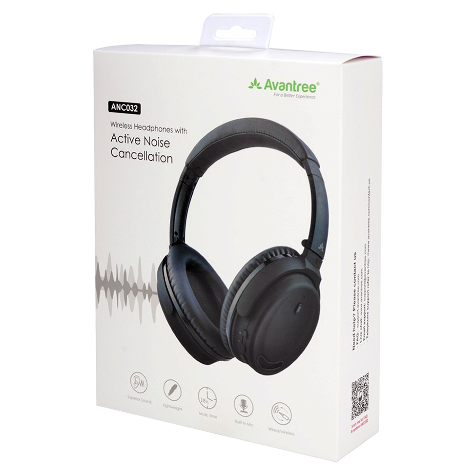 Avantree Active Noise Cancelling Wireless Bluetooth Headphones