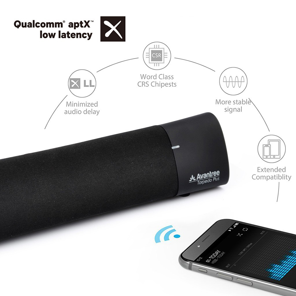 Avantree Torpedo Plus aptX Bluetooth Mini Soundbar Speaker