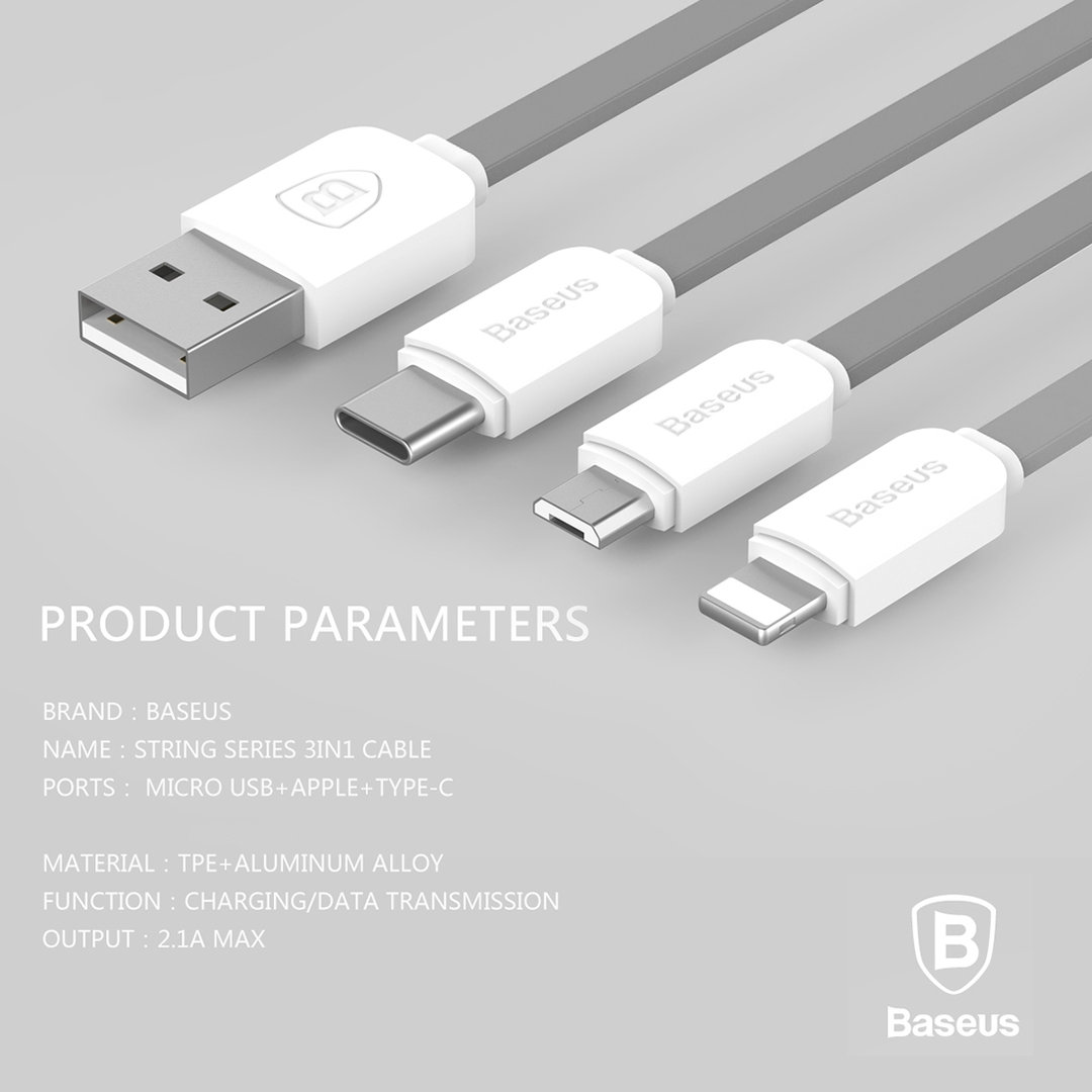 Baseus iPhone / iPad / Android / USB Type-C Charging Cables Baseus iPhone / iPad / Android / USB Type-C Charging Cables