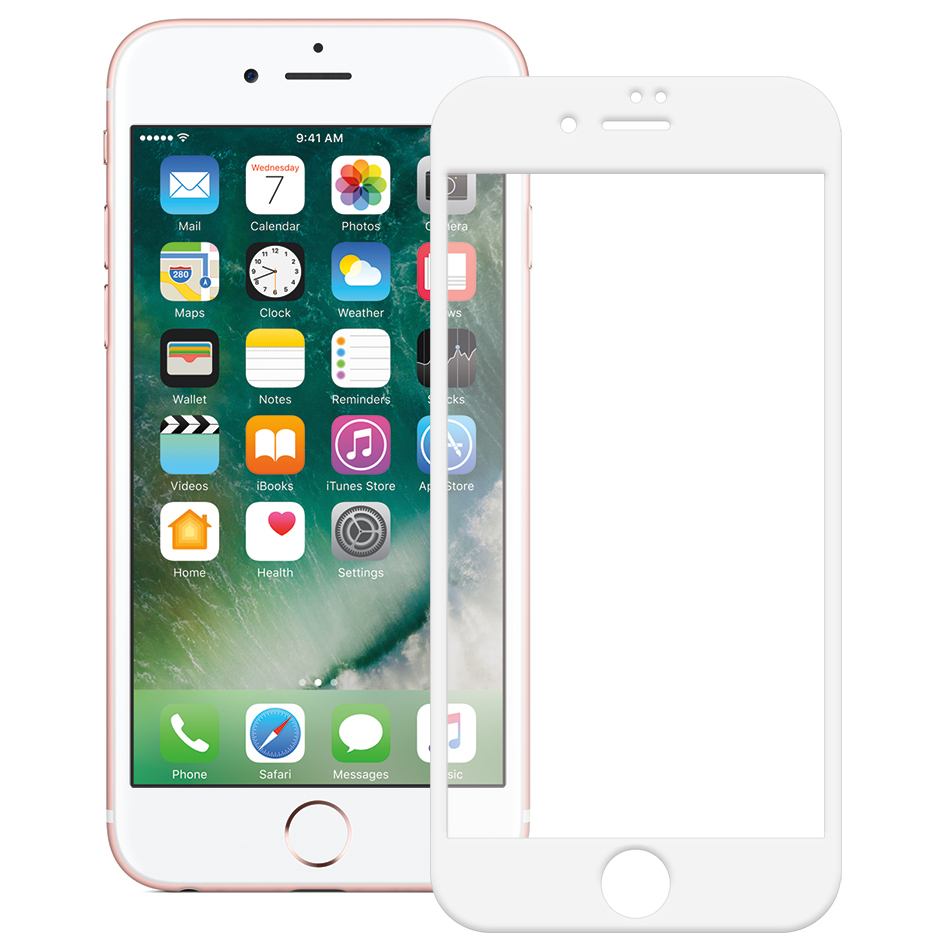 Full Tempered Glass Screen Protector - Apple iPhone 8 / 7 (White)