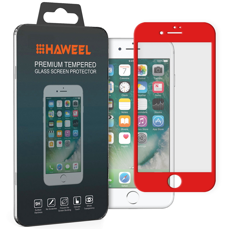 Red Full Tempered Glass Screen Protector - Apple iPhone 7 Plus