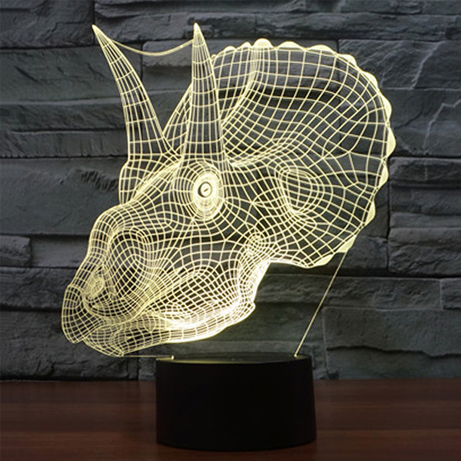 3D Dinosaur Head LED Desk Lamp Night Light