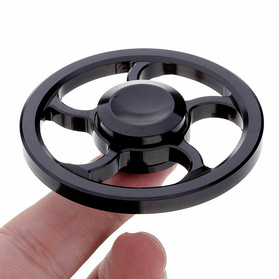 Aluminium Wagon Wheel Fidget Spinner (Metallic Black)