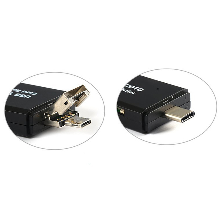 USB Type-C to USB to Micro USB & SD Card Reader & OTG Adapter
