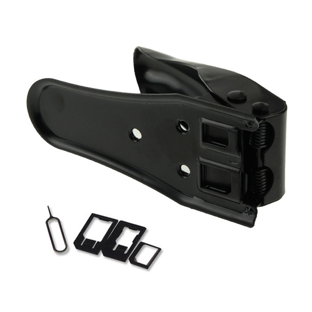 SIM Card Cutter & Nano / Micro SIM Adapter & Eject Tool (Black)