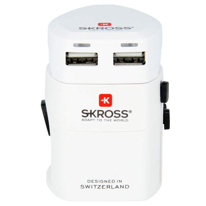 SKROSS EVO World Travel Adapter & USB Charger (2-Pole)