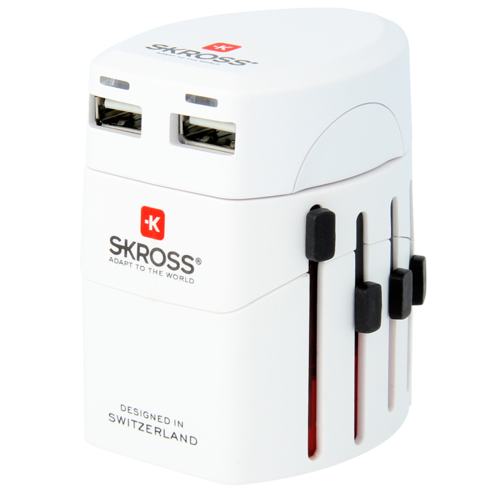 SKROSS EVO World Travel Adapter & USB Charger (2-Pole)