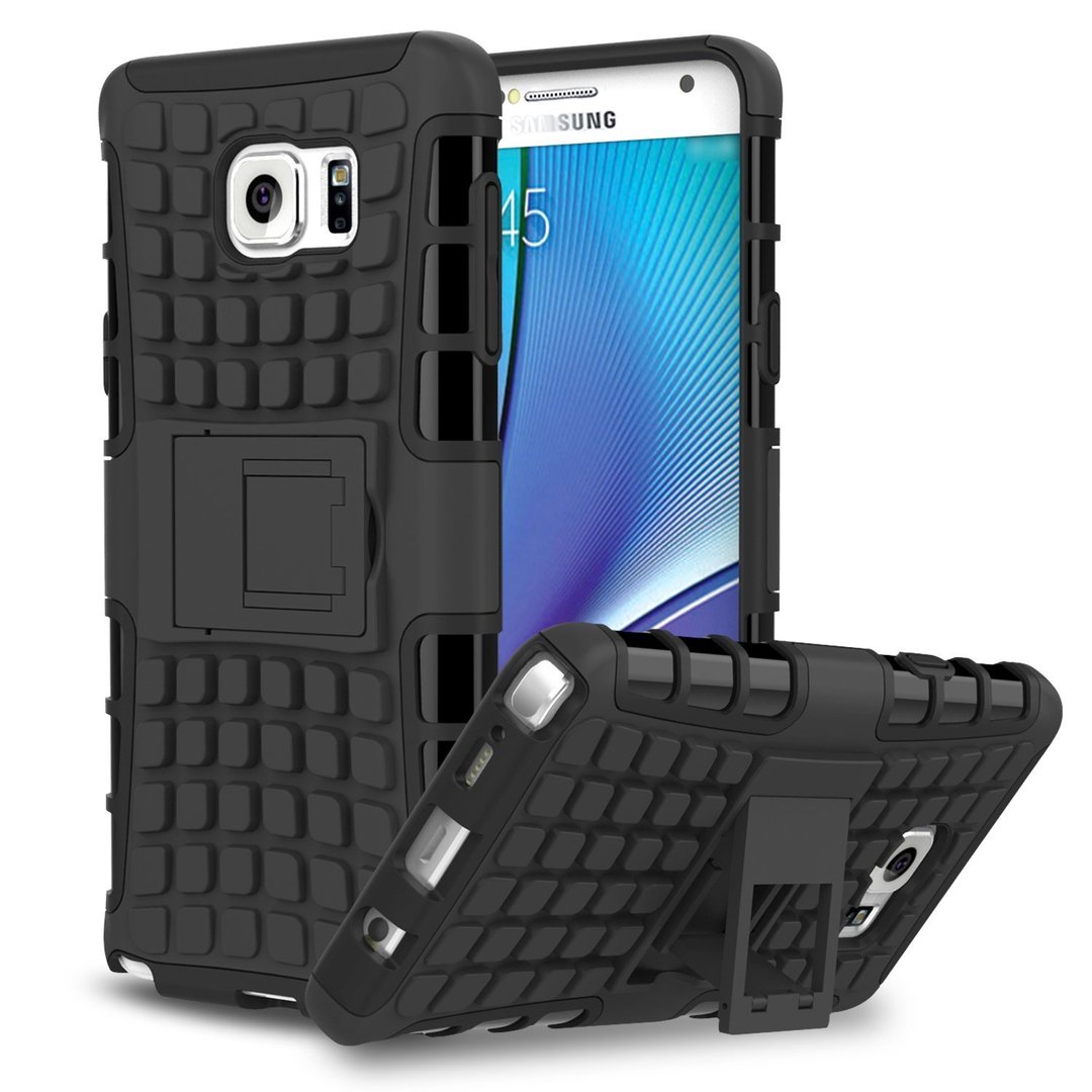 Rugged Tough Shockproof Case - Samsung Galaxy Note 5 (Black)