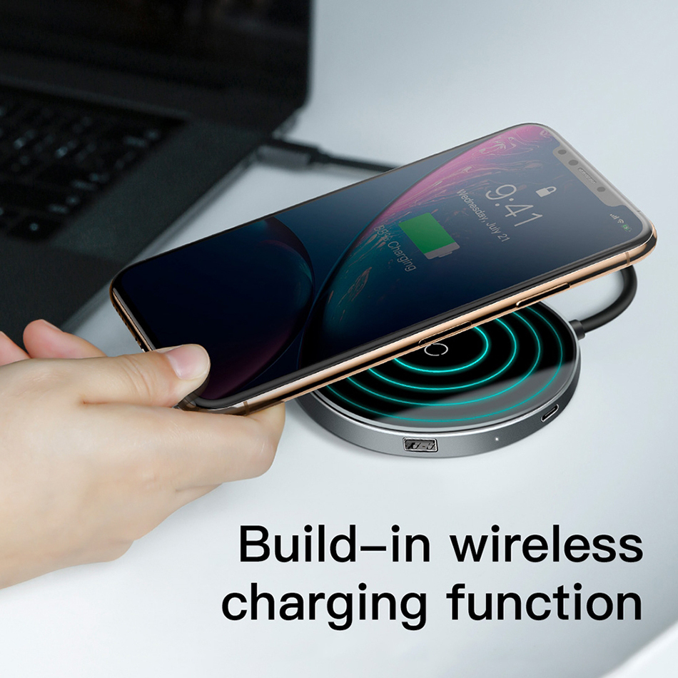 Baseus Hub 60W USB-PD Type-C Wireless Charger for MacBook Laptop