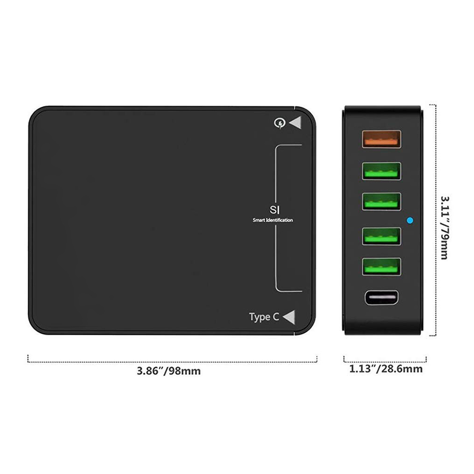 60W (6-Port) USB Type-C Fast Charging Station / Quick Charge 3.0