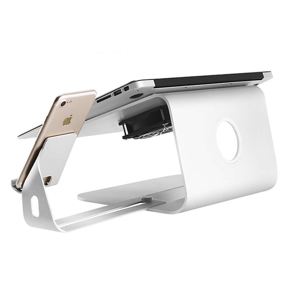 Aluminium Stand / Cooling Fan / Phone Holder for MacBook (Silver)