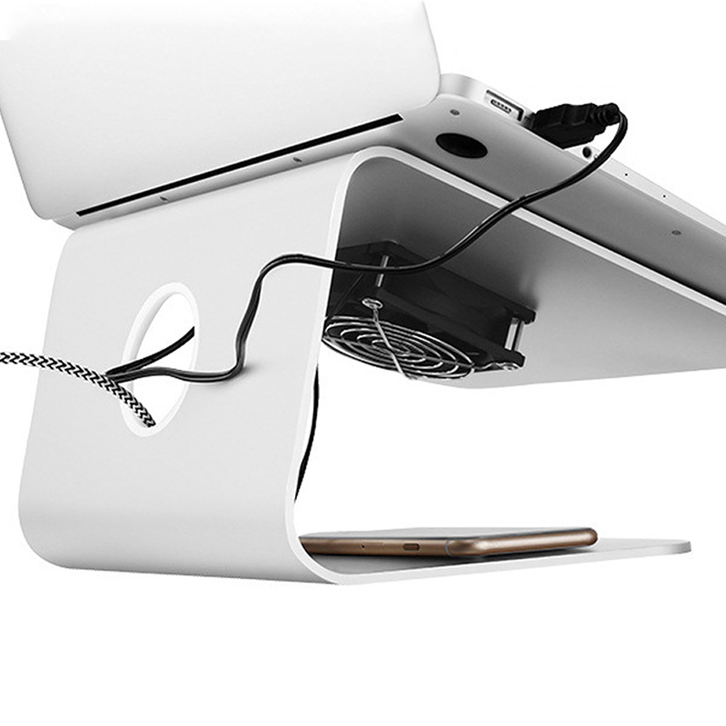 Aluminium Stand / Cooling Fan / Phone Holder for MacBook (Silver)