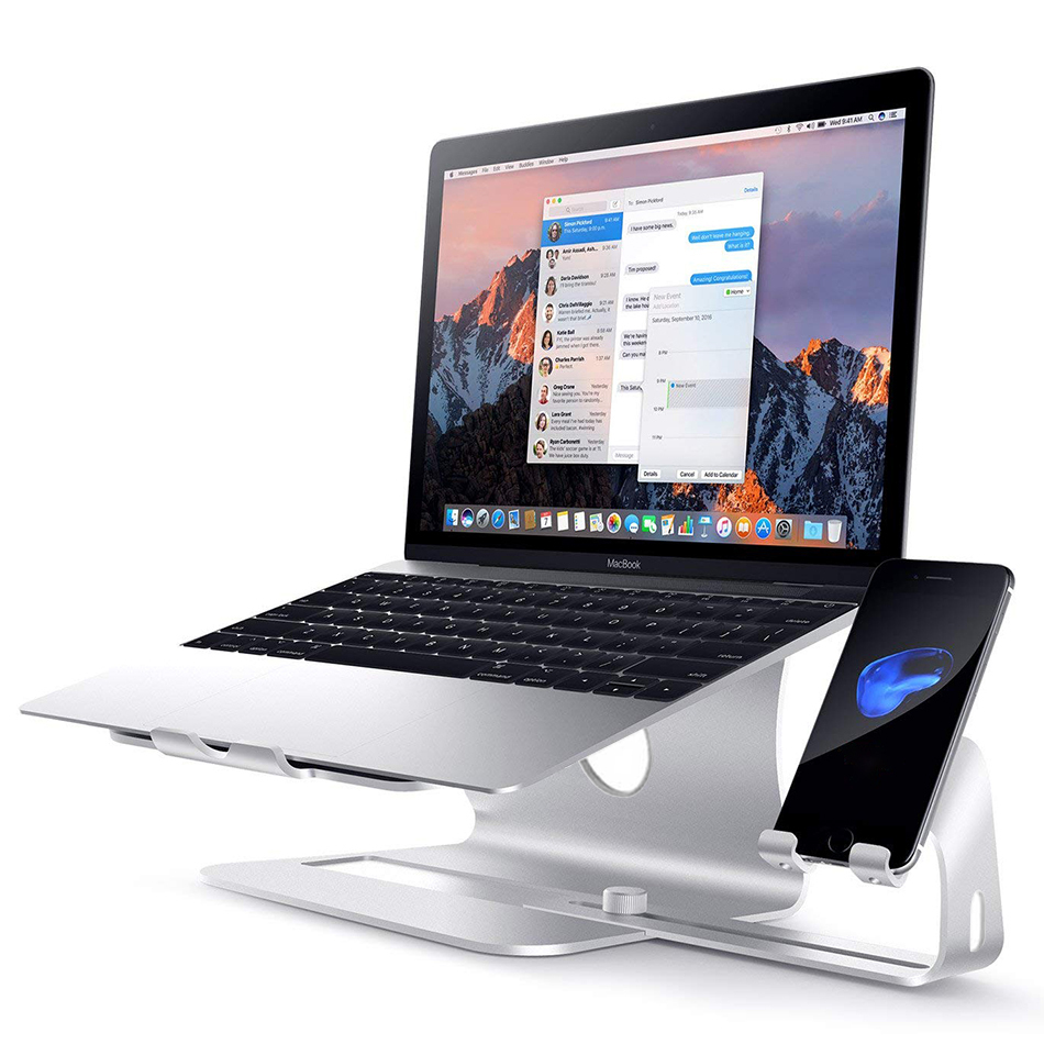 Aluminium Stand / Cooling Fan / Phone Holder for MacBook (Silver)