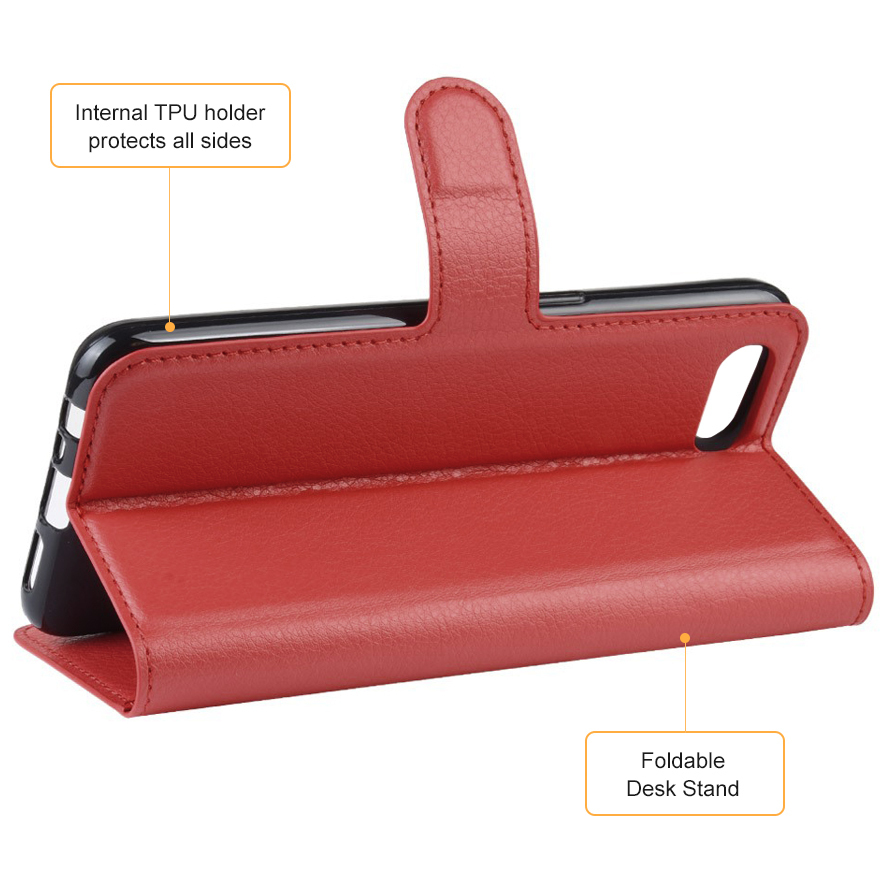 Leather Wallet Case for realme C2 (Red)