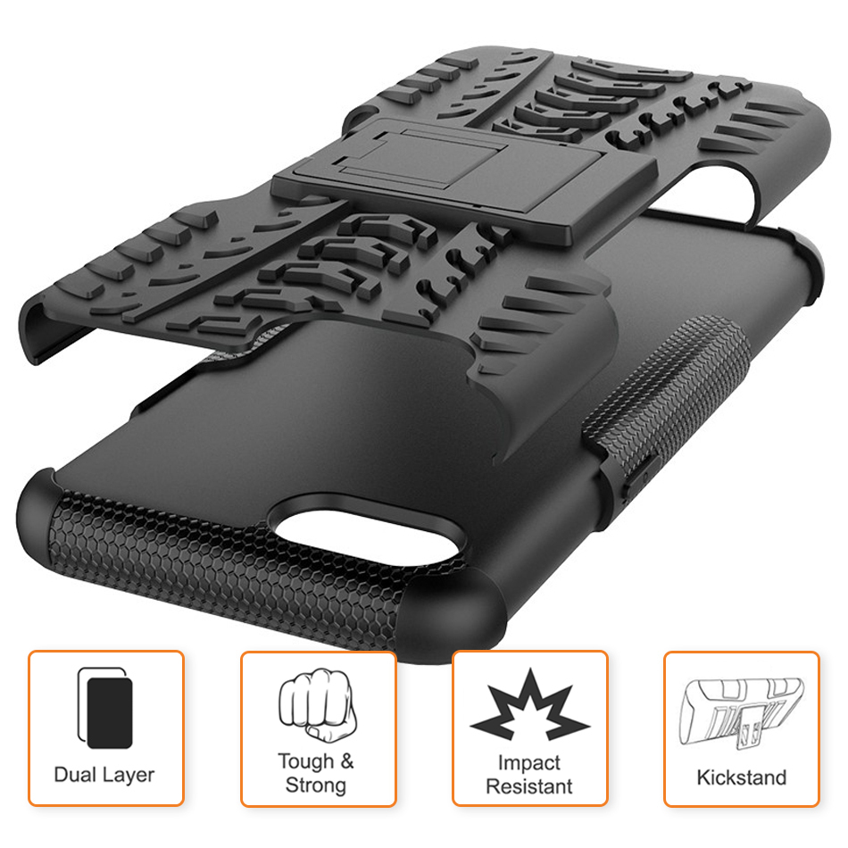 Dual Layer Rugged Tough Case for realme C2 (Black)