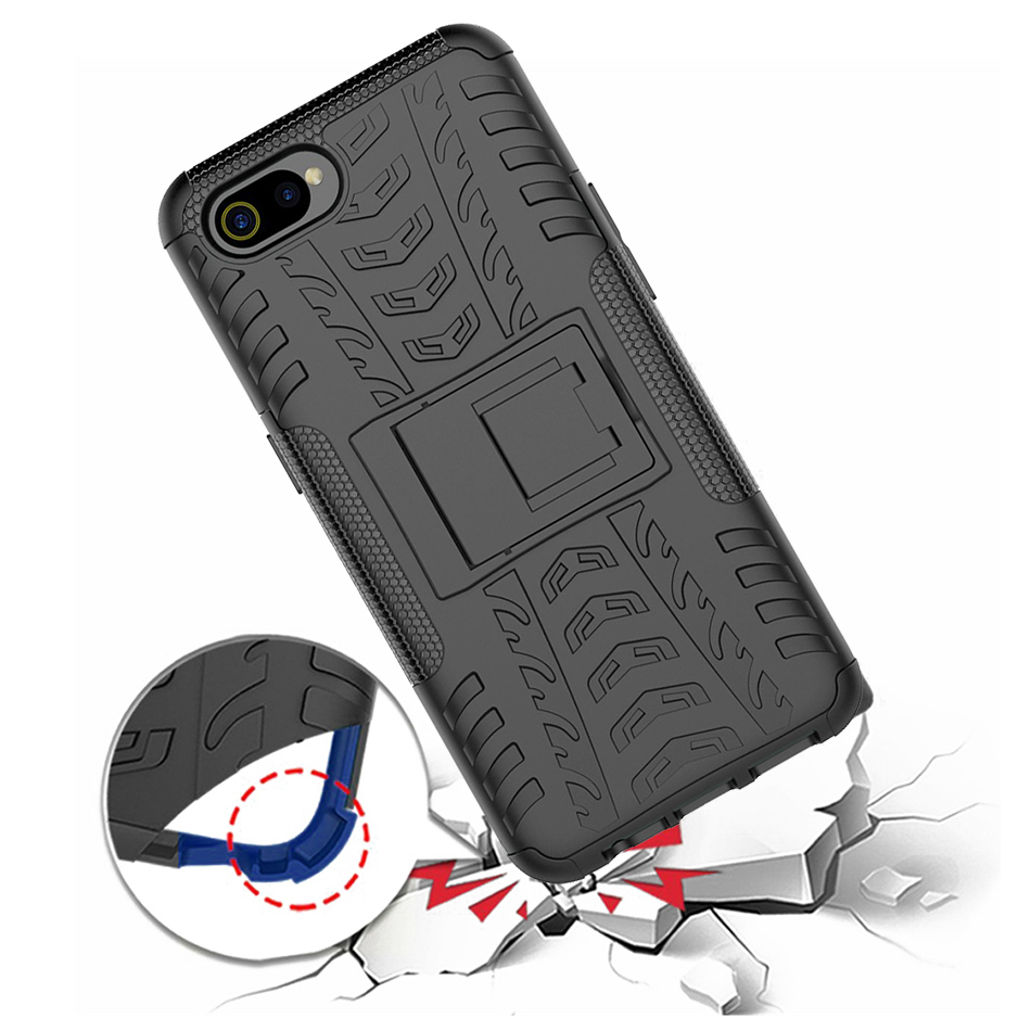 Dual Layer Rugged Tough Case for realme C2 (Black)