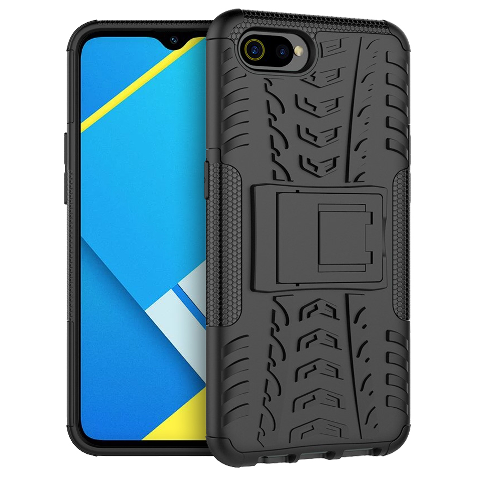 Dual Layer Rugged Tough Case for realme C2 (Black)