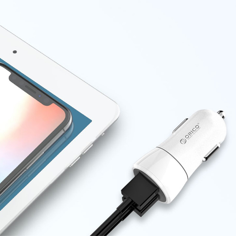 Orico (12W) Dual USB Car Charger for Phone / Tablet (White)