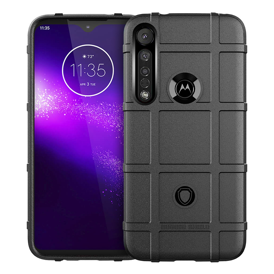 Grid Texture Shockproof Case for Motorola One Macro (Black)