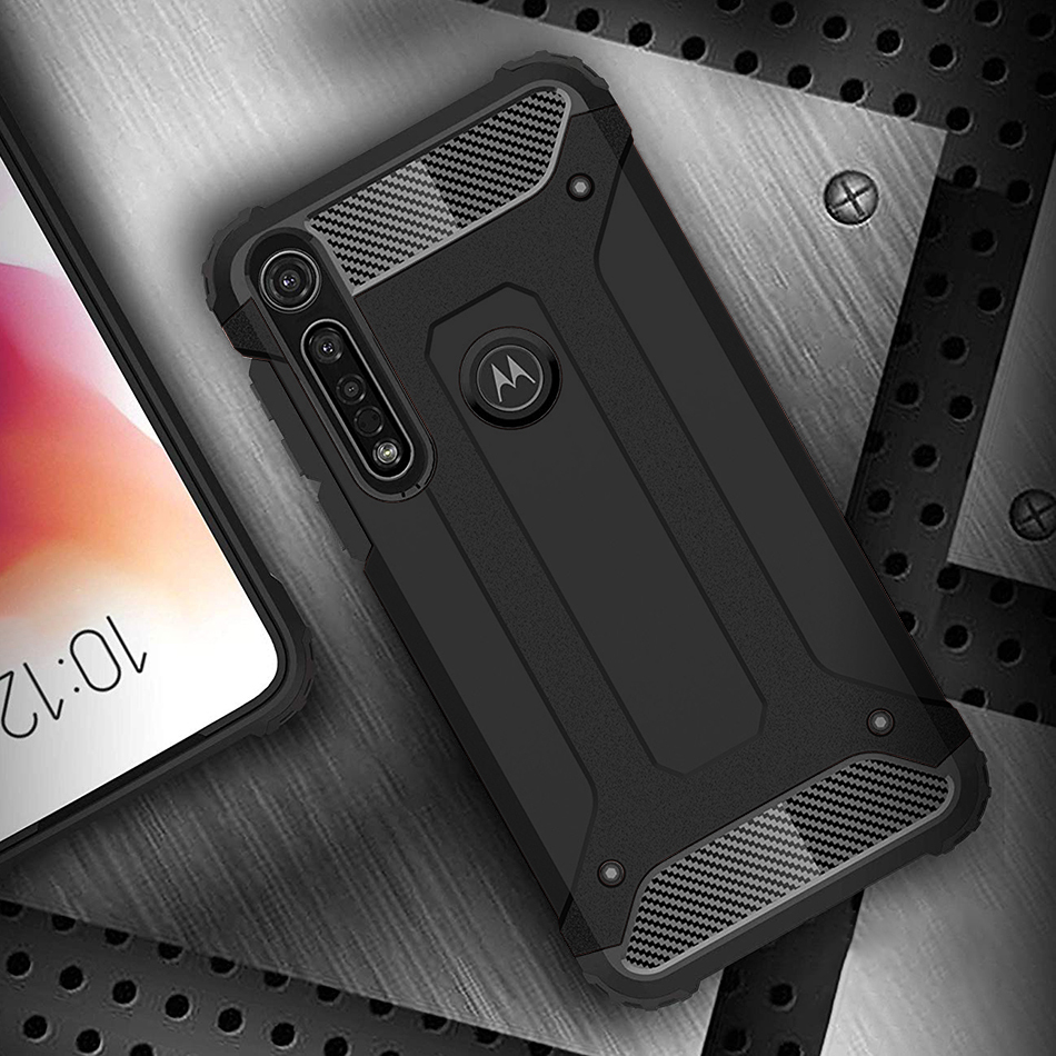 Military Defender Shockproof Case for Motorola One Macro (Black)