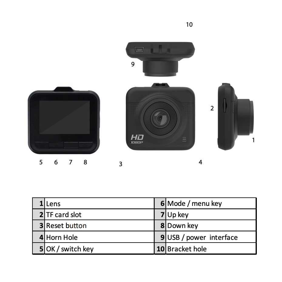 Laser Car Dash Crash Camera / Full HD / 1080P / LCD Screen