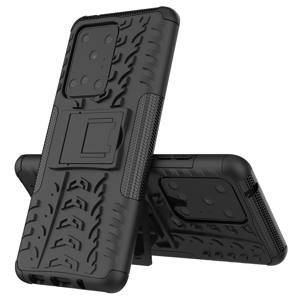 Dual Layer Rugged Tough Case for Samsung Galaxy S20 Ultra (Black)