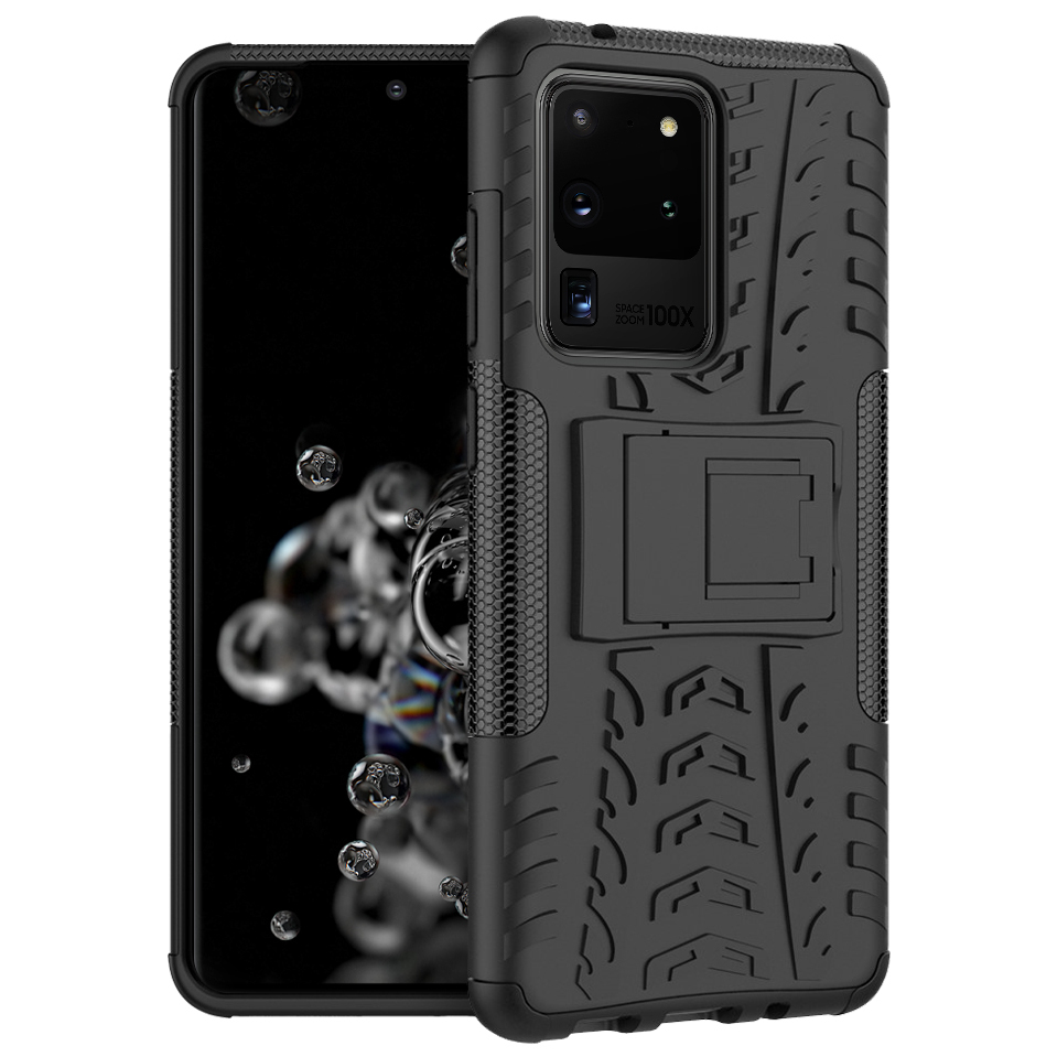Dual Layer Rugged Tough Case for Samsung Galaxy S20 Ultra (Black)