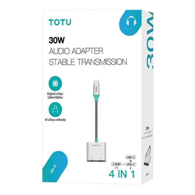 Totu 30W USB Type-C to 3.5mm Jack / Audio DAC Charging Adapter