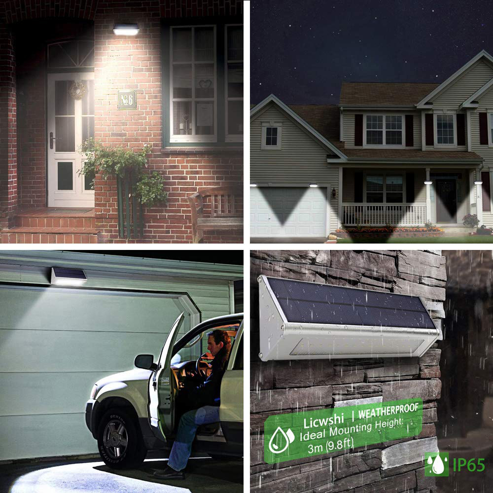 800 LM Aluminium Outdoor Wall Light / Solar Panel Motion Sensor