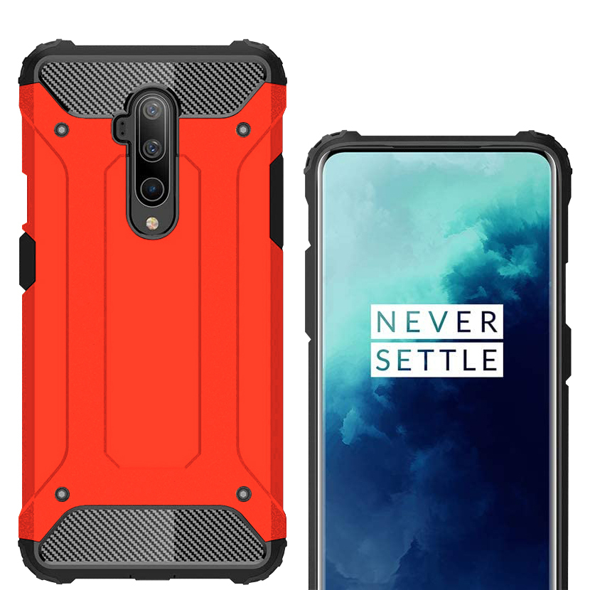 Military Defender Shockproof Case for OnePlus 7T Pro (Red)