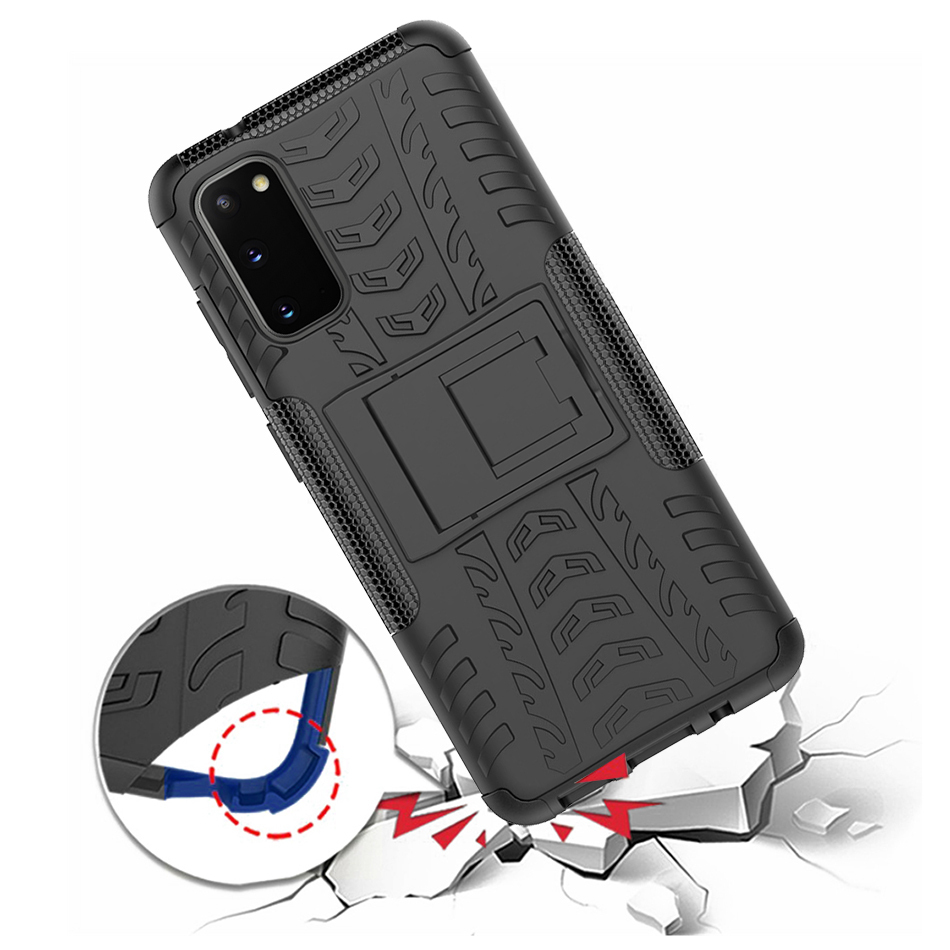 Dual Layer Rugged Tough Case for Samsung Galaxy S20 (Black)