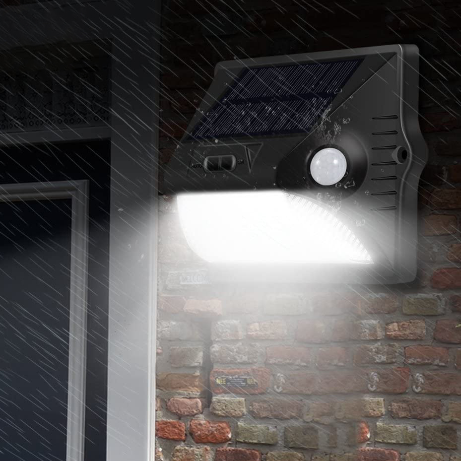 140 LM Solar Panel Outdoor Garden Wall Colour Light Motion Sensor