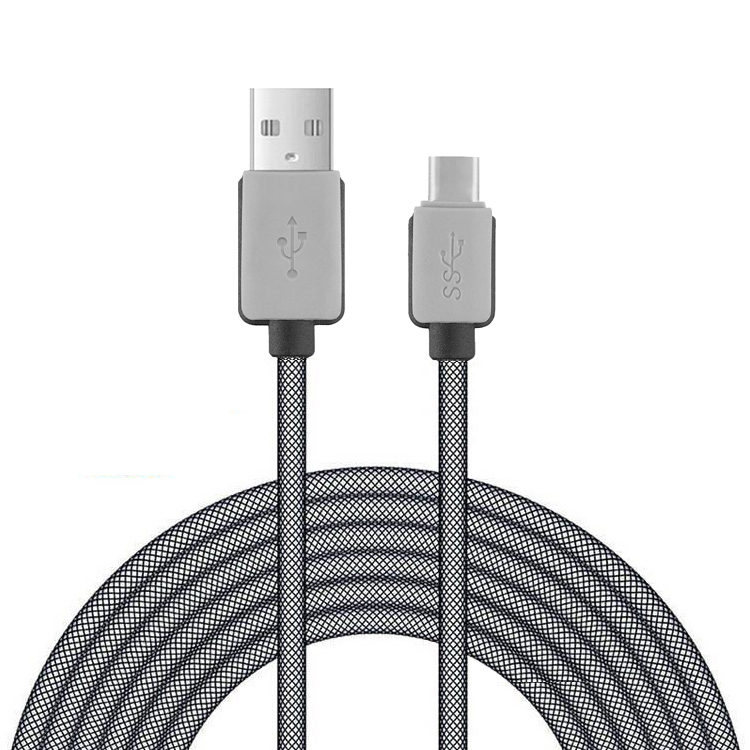 3m Long Anti-tangle Nylon Mesh USB 3.0 to Type-C Charging Cable