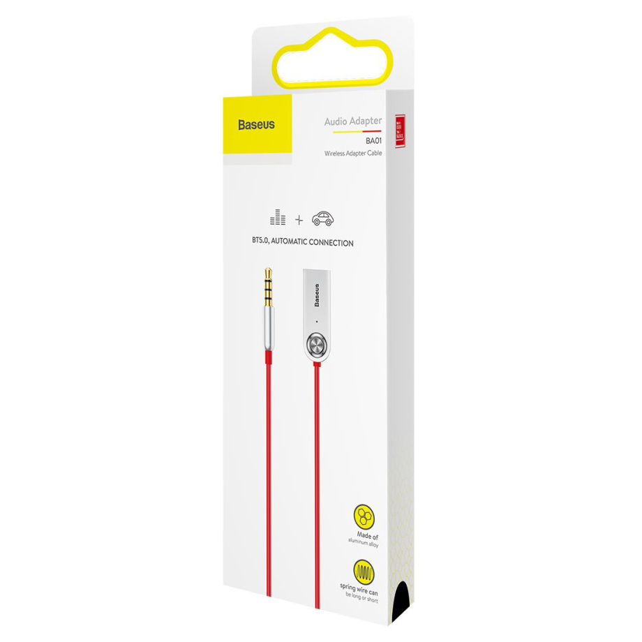 Baseus 3.5mm Bluetooth Audio Receiver Adapter Cable (Red)