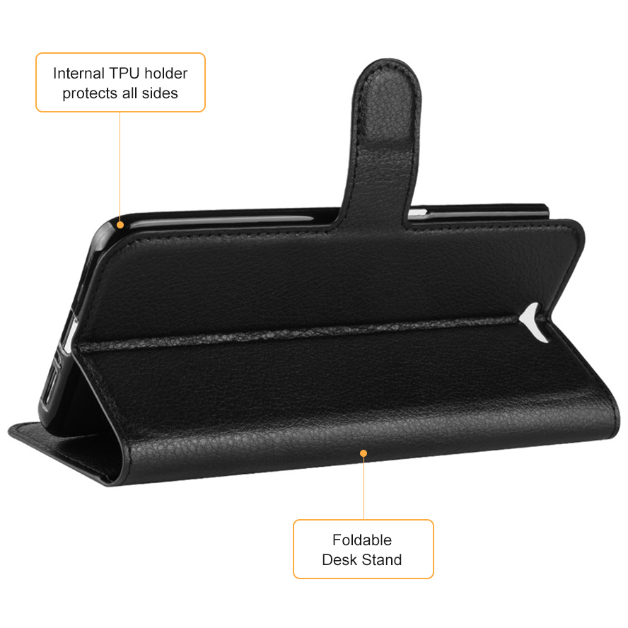 Leather Wallet Case for Oppo Find X (Black)