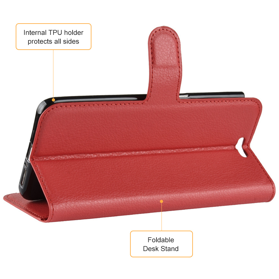 Leather Wallet Case For Oppo Find X Red