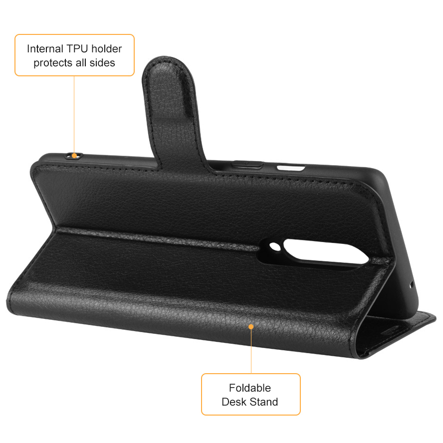 Leather Wallet Case for OnePlus 8 (Black)