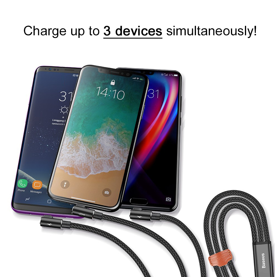 Baseus MVP 90 Degree USB Type-C / Lightning / Micro Cable (1.2m)