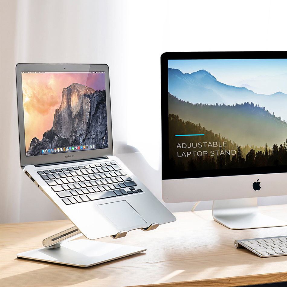 Aluminium Height Adjustable Laptop Stand for MacBook (Silver)