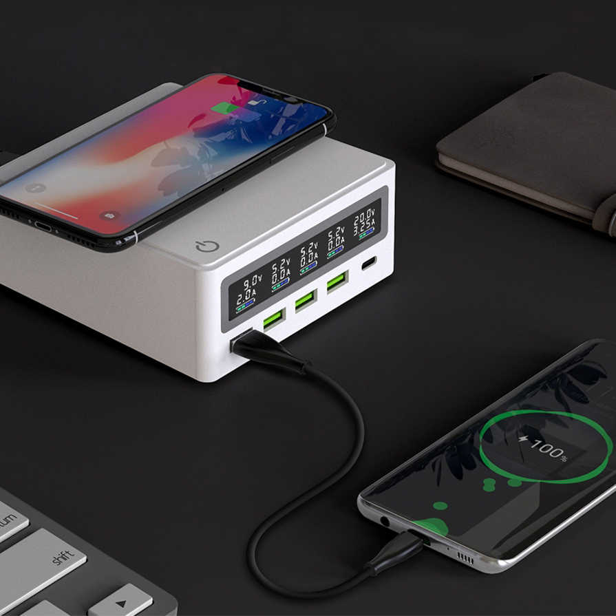 6-in-1 65W USB-PD Type-C / QC 3.0 / Qi Wireless Charging Station