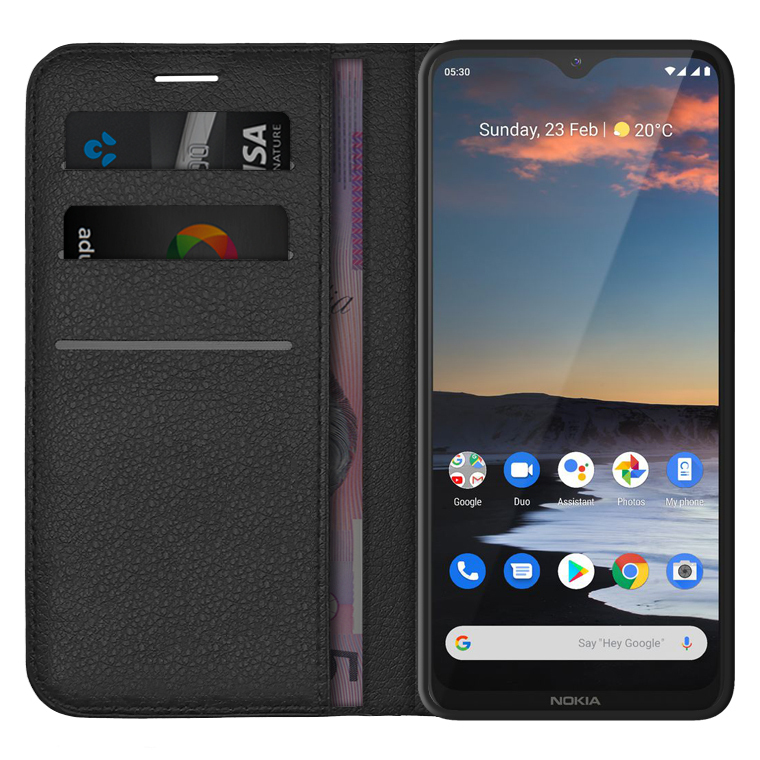 Leather Wallet Case for Nokia 5.3 (Black)